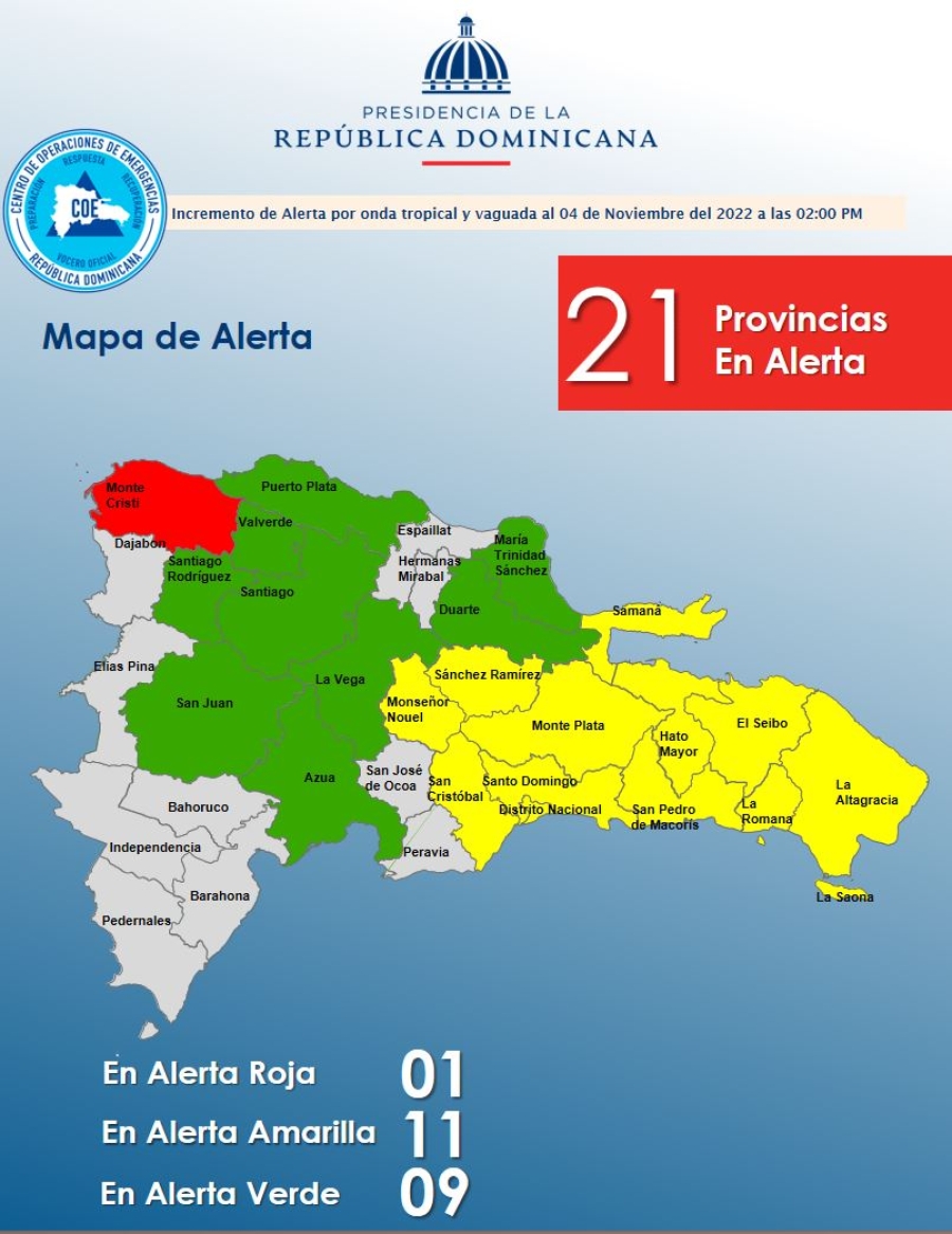 Centro de Operaciones de Emergencias | COE - Incremento de alerta por ...